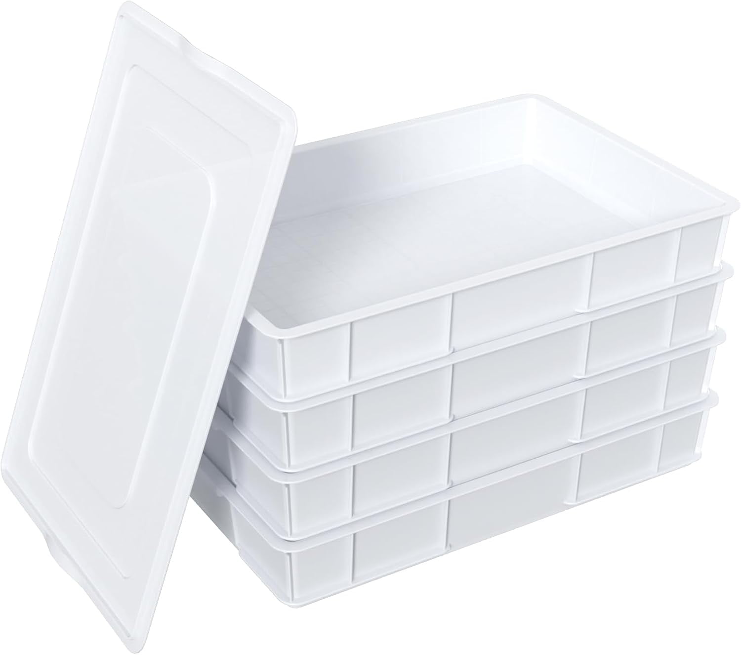 Pack of 4 Pizza Dough Proofing Box with Cover, BPA-Free Commercial ...