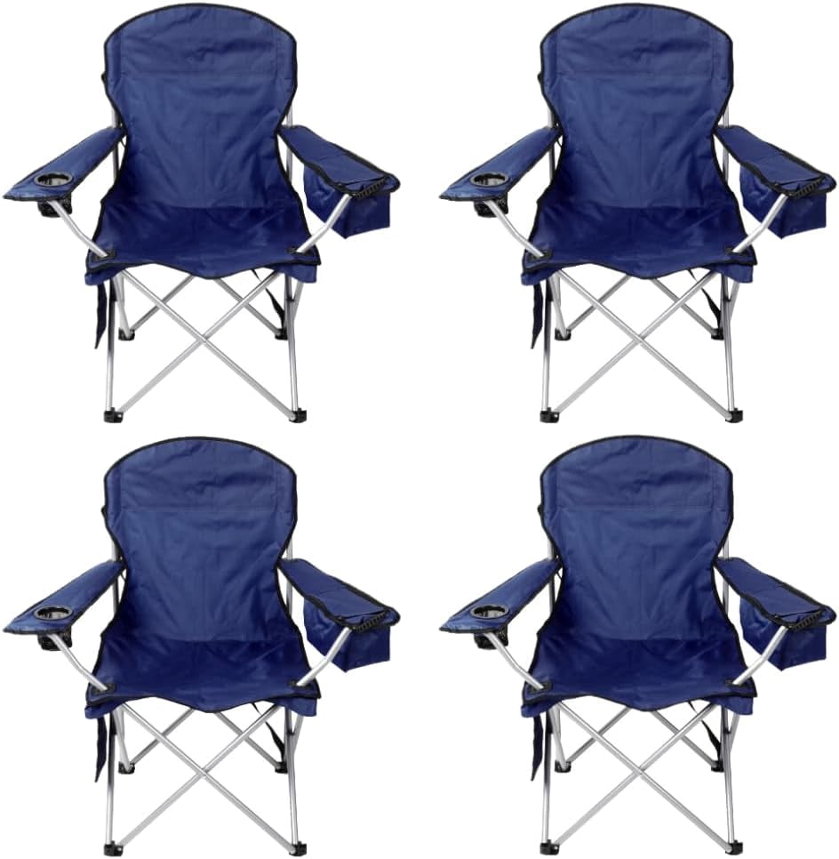 Pack of 4 Portable Lawn Chairs, with Built-in Can Cooler, Storage ...