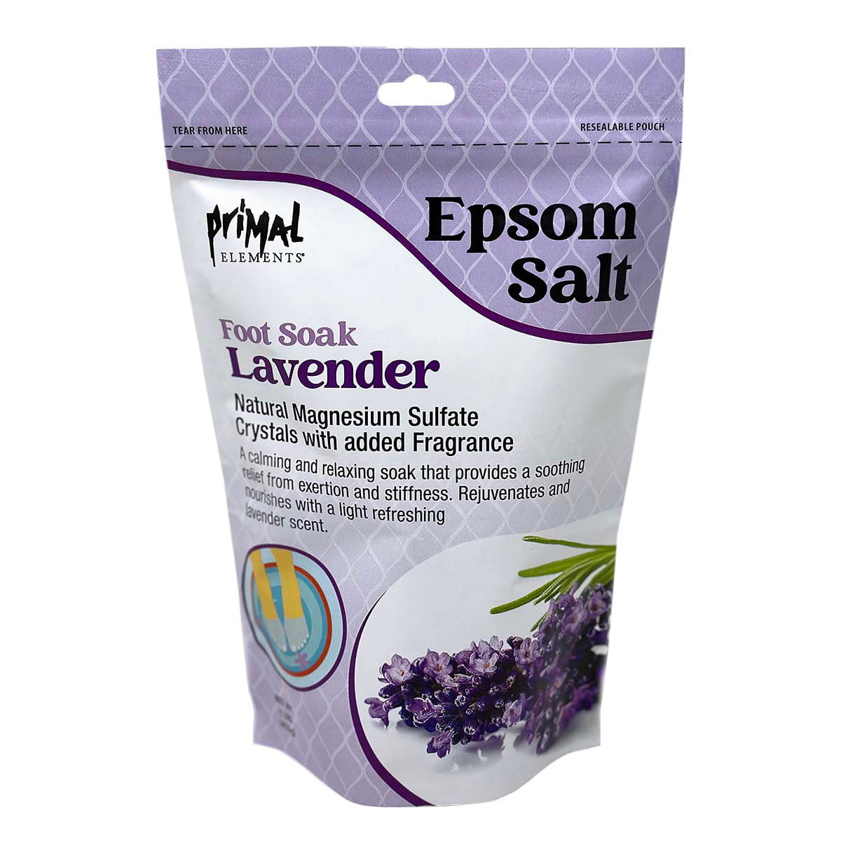 Pack of 4 Primal Elements Epsom Salt Foot Soak - Lavender - 16 oz ...