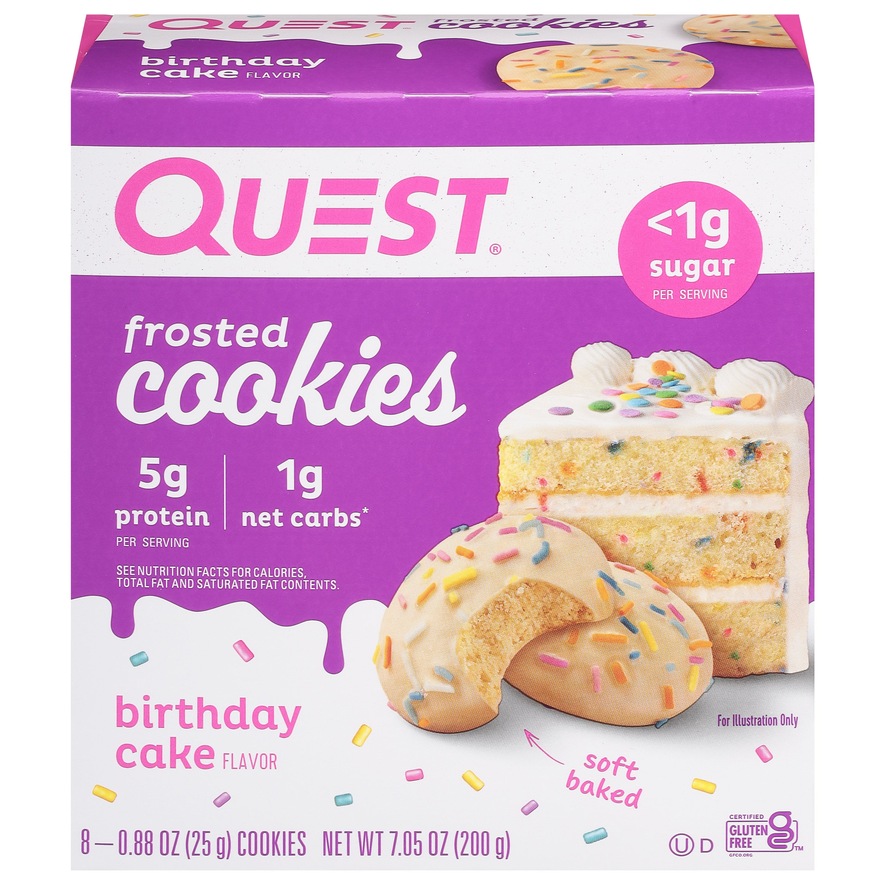 Pack of 4 Quest 5g Protein Frosted Cookies - Birthday Cake - 8 ct ...