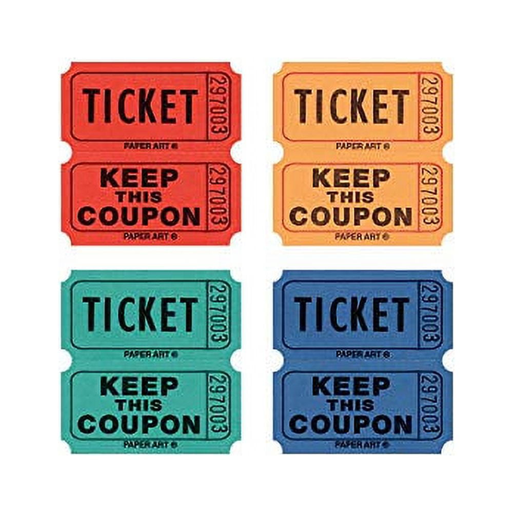 Pack of 4 Red and Green 50/50 Raffle Decorative Party Ticket Rolls 1 ...