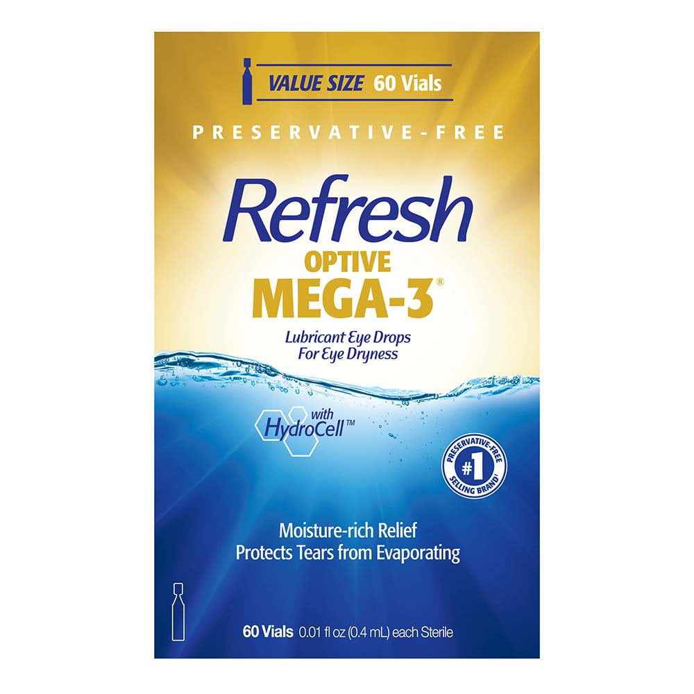Pack of 4 Refresh Optive Mega-3 Lubricant Eye Drops - 60 ct - Package ...
