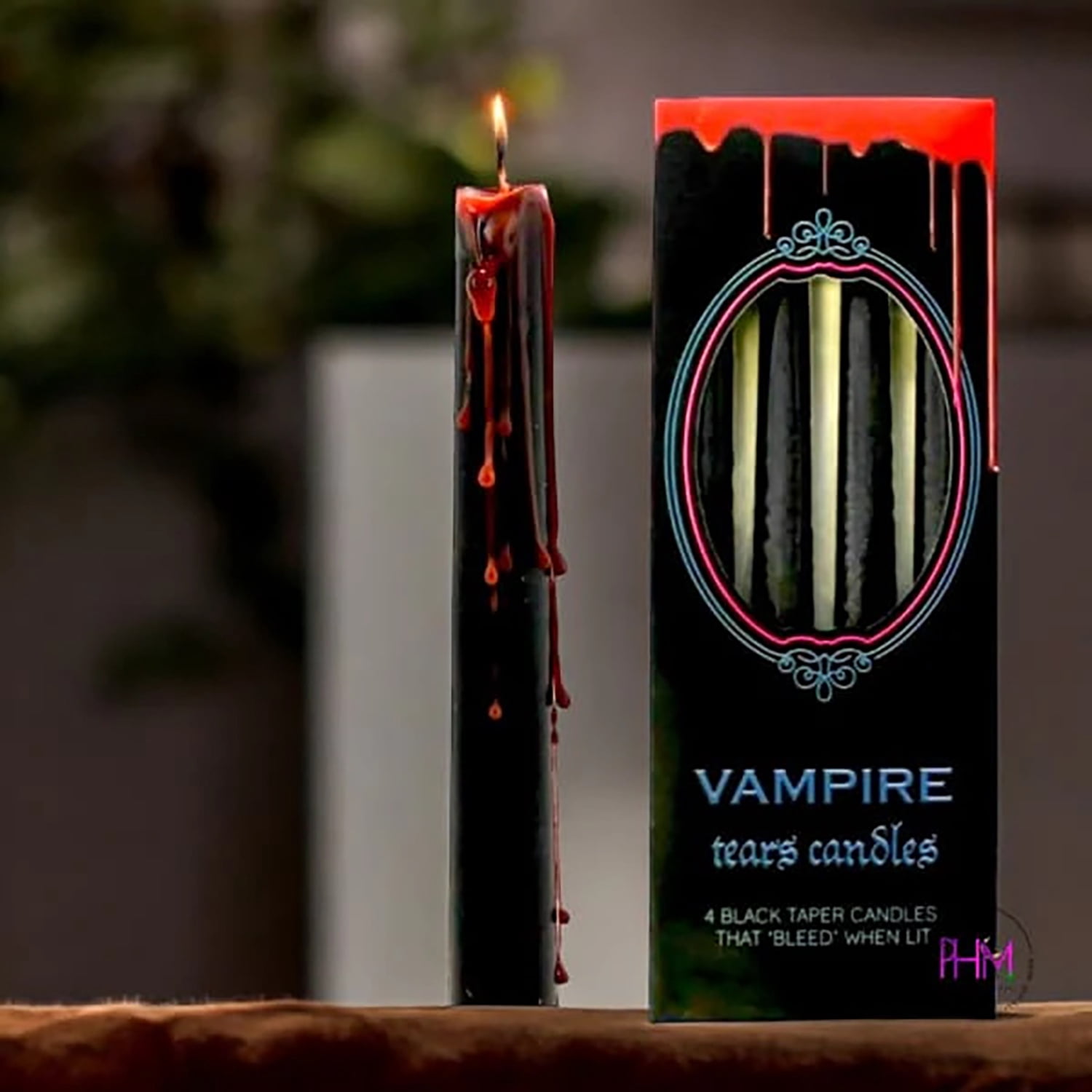 Pack of 4 Ritual Spell Vampire Tears Black Taper Candles Red Wax ...
