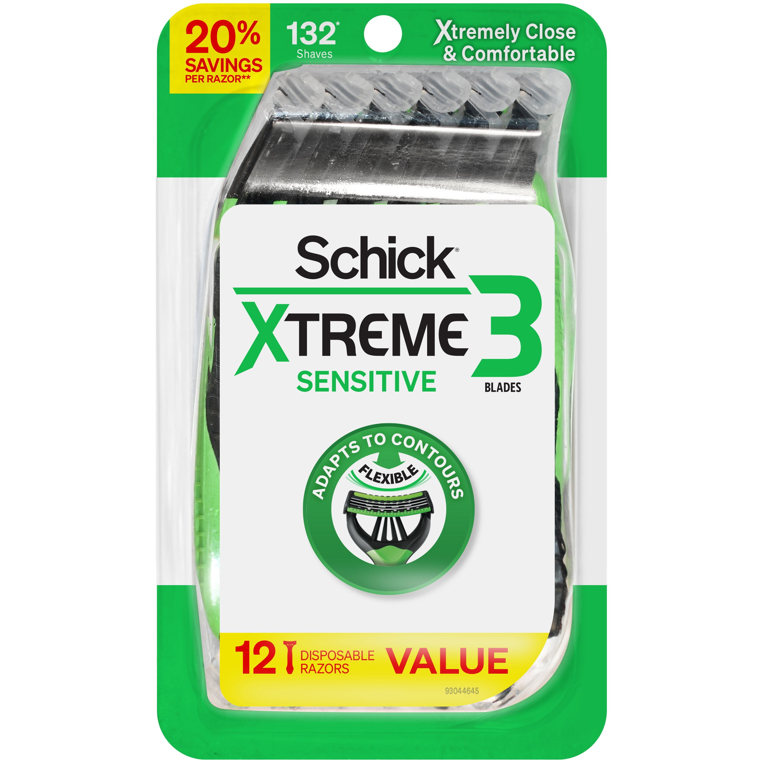 Pack of 4 Schick Xtreme 3 Sensitive Disposable Razors - 12 ct - Package ...