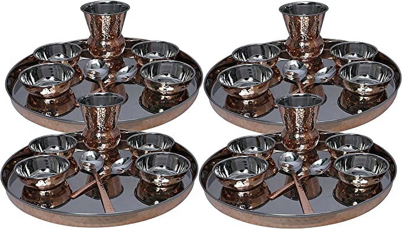 Pack of 4 Set Dinnerware Stainless Steel Copper Traditional Dinner Set ...