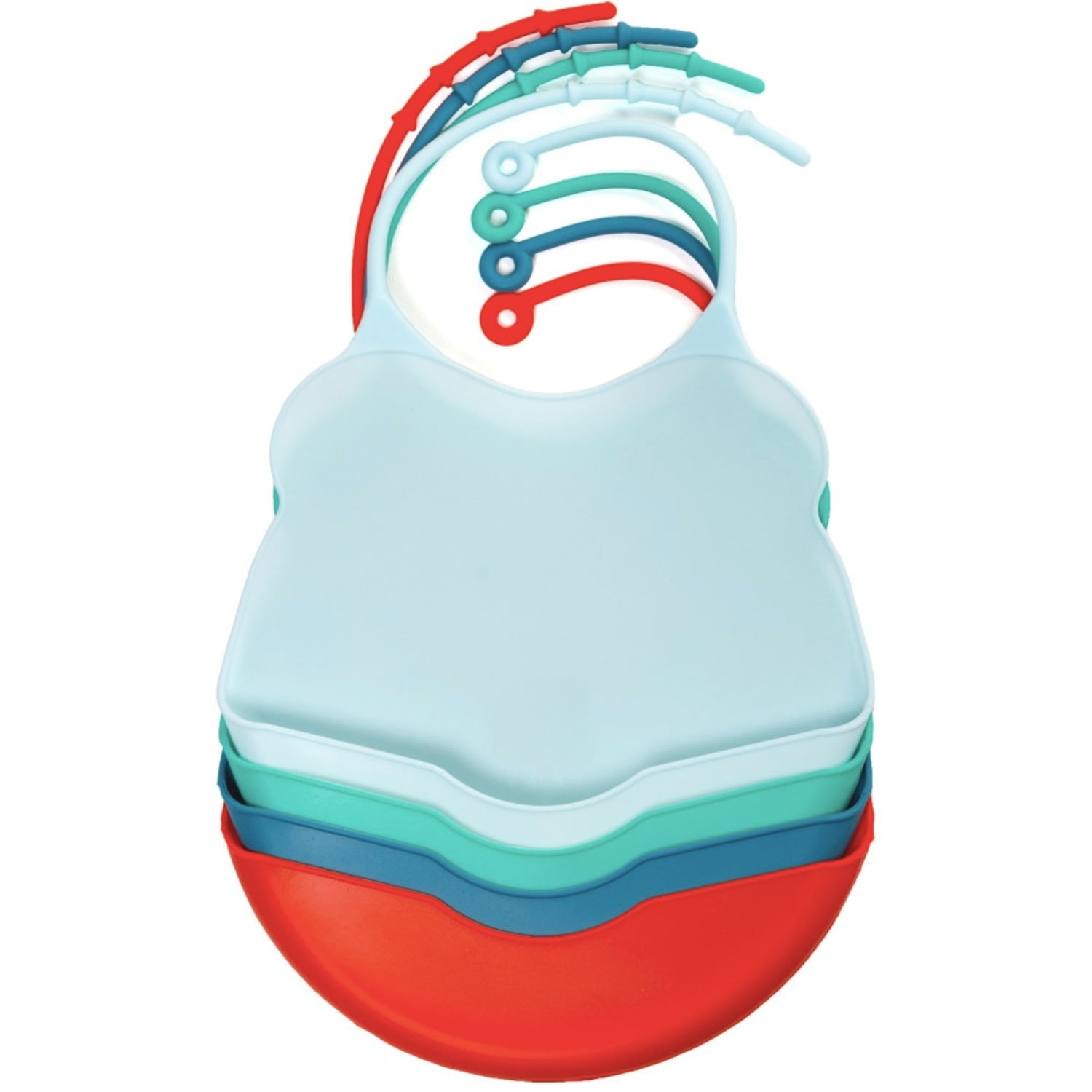 Pack of 4 Silicone Reusable Bibs Multi Colors For Babies and Toddlers ...