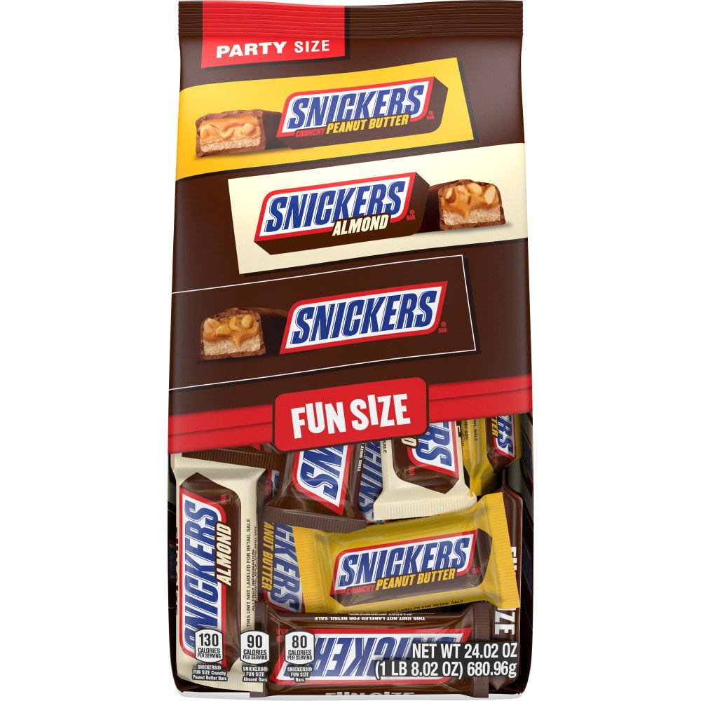 Pack of 4 Snickers Assorted Fun Size Chocolate Candy - Party Size - 24. ...