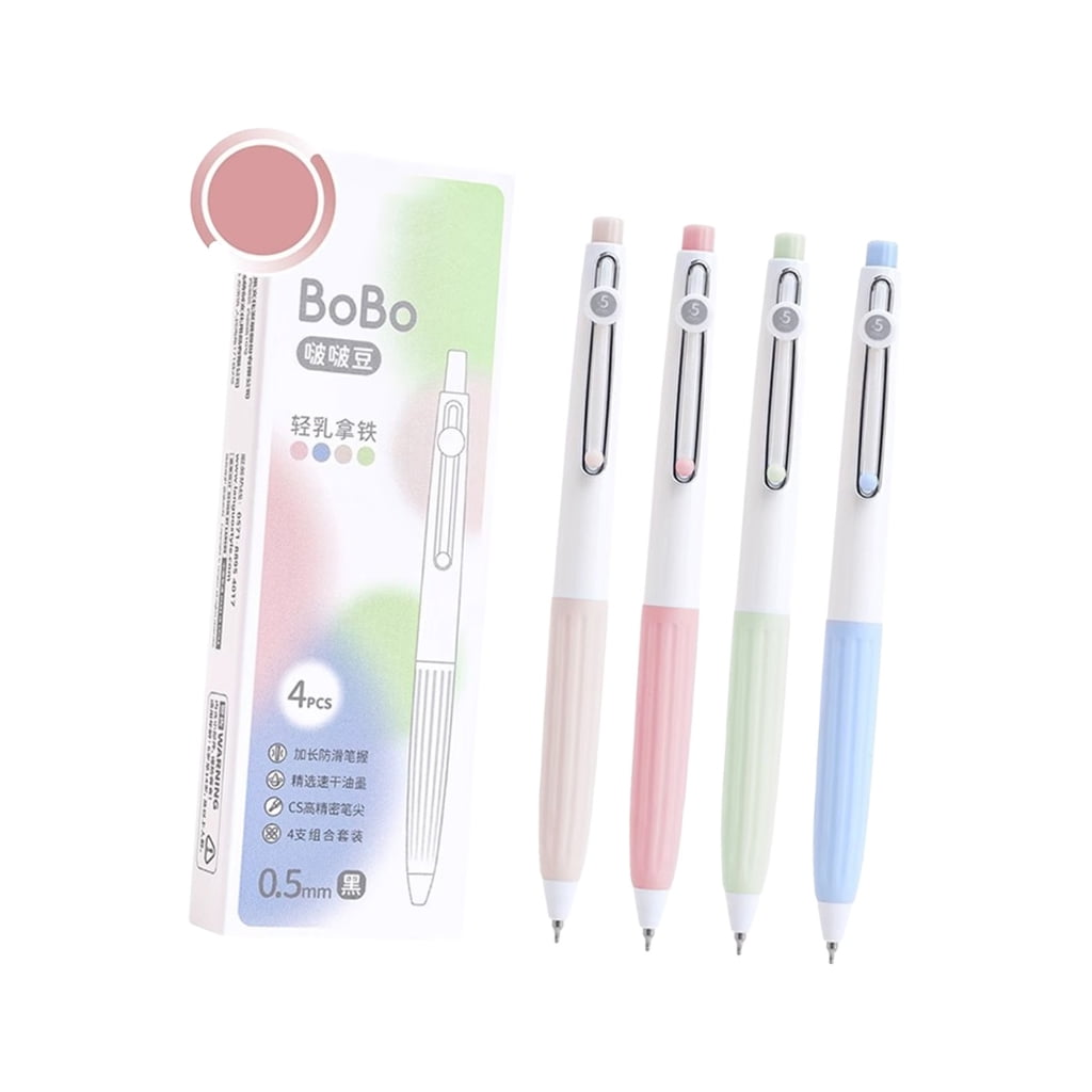 Pack of 4 Soft Grip Retractable 0.5mm Black Ink Night Study Writing ...
