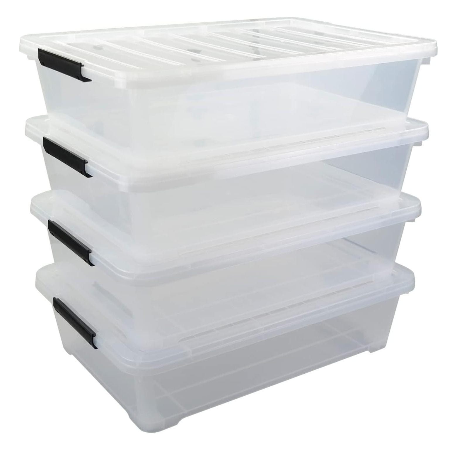 Pack of 4 Stackable Plastic Containers with Durable Latching Lids ...