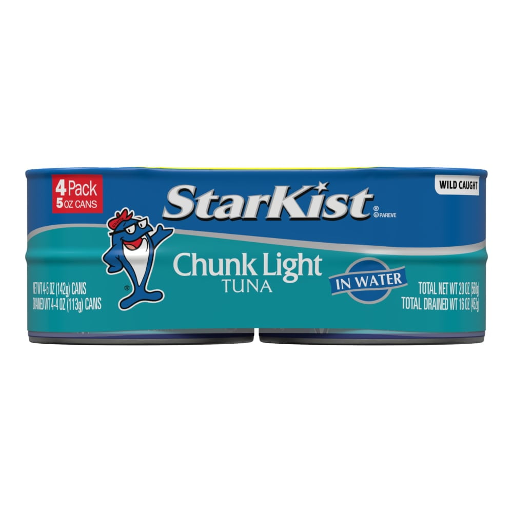 Pack of 4 StarKist 4 Pack Chunk Light Tuna in Water, 4 ct, 5 oz cans ...