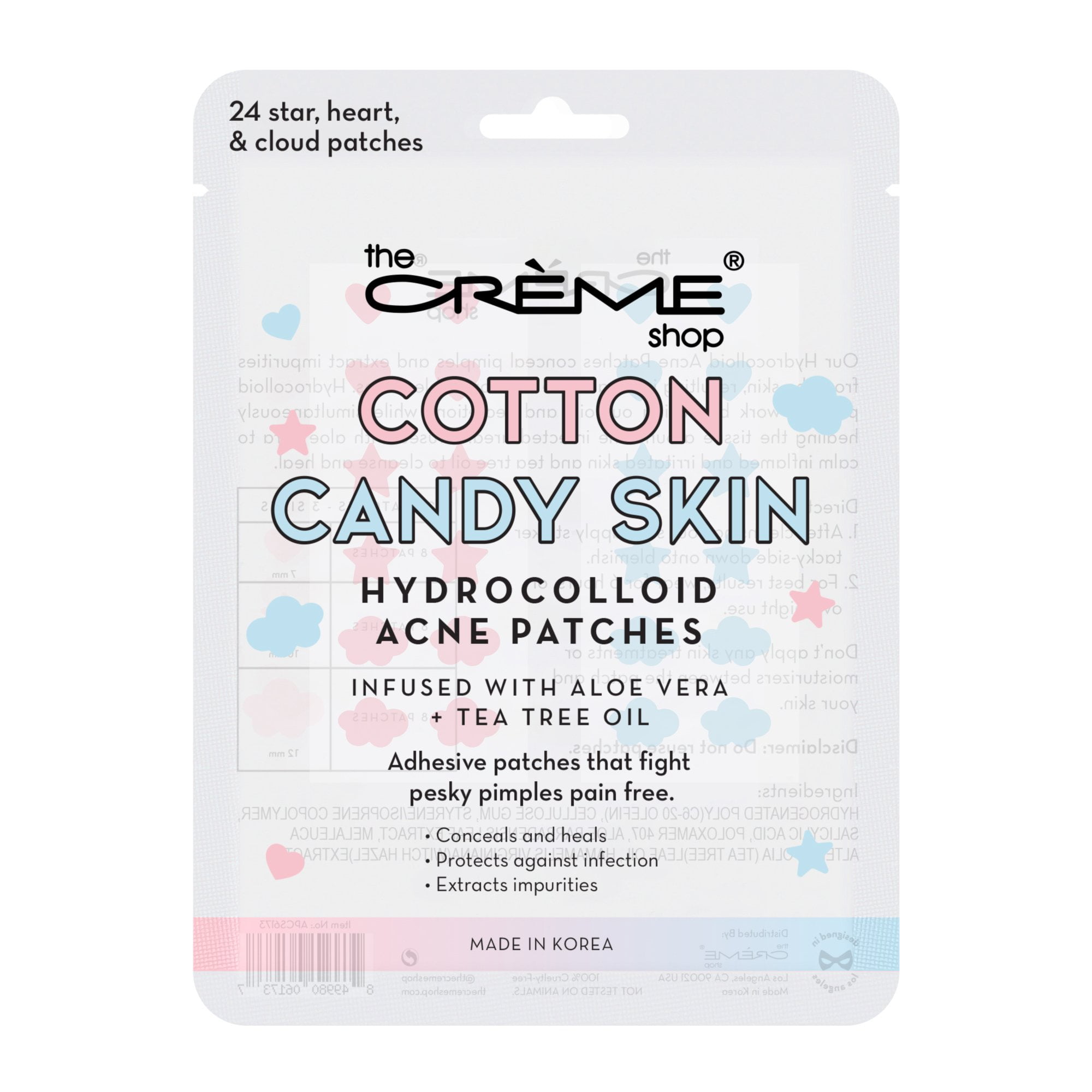 Pack of 4 The Crème Shop Cotton Candy Skin Hydrocolloid Acne Patches ...