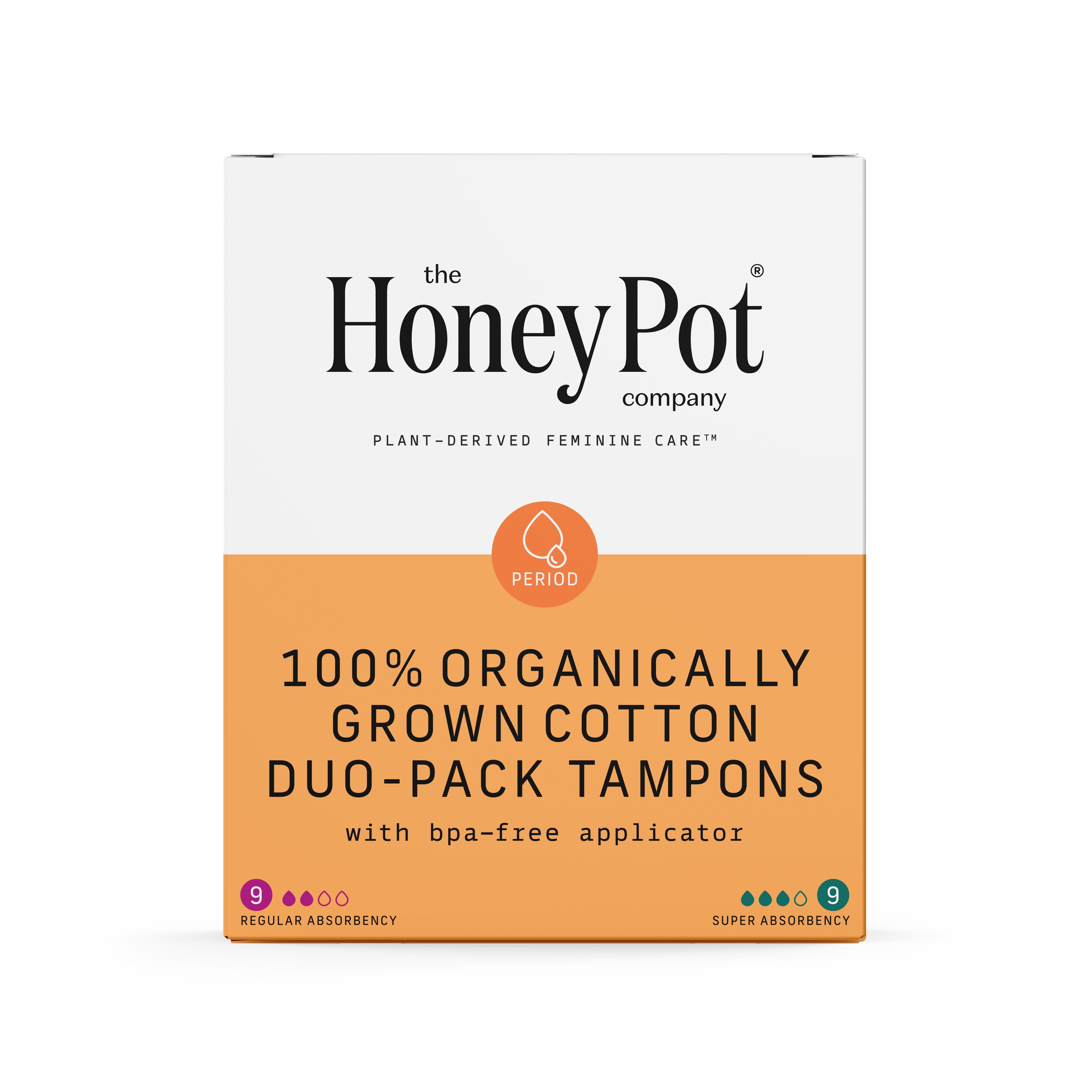 Pack of 4 The Honey Pot 100% Organic Tampons - Duo Pack Regular & Super ...