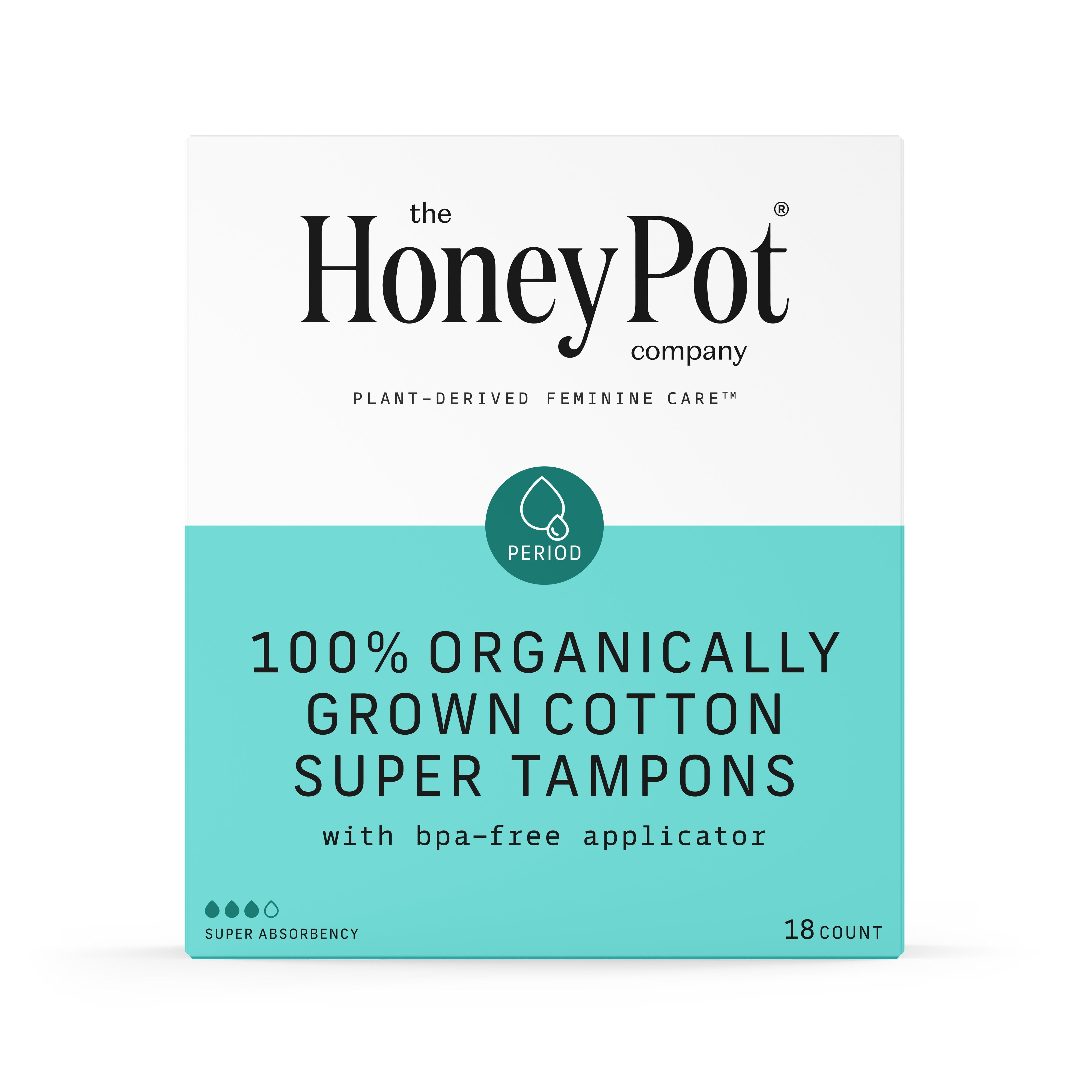 Pack of 4 The Honey Pot 100% Organic Tampons - Super - 18 ct - Package ...