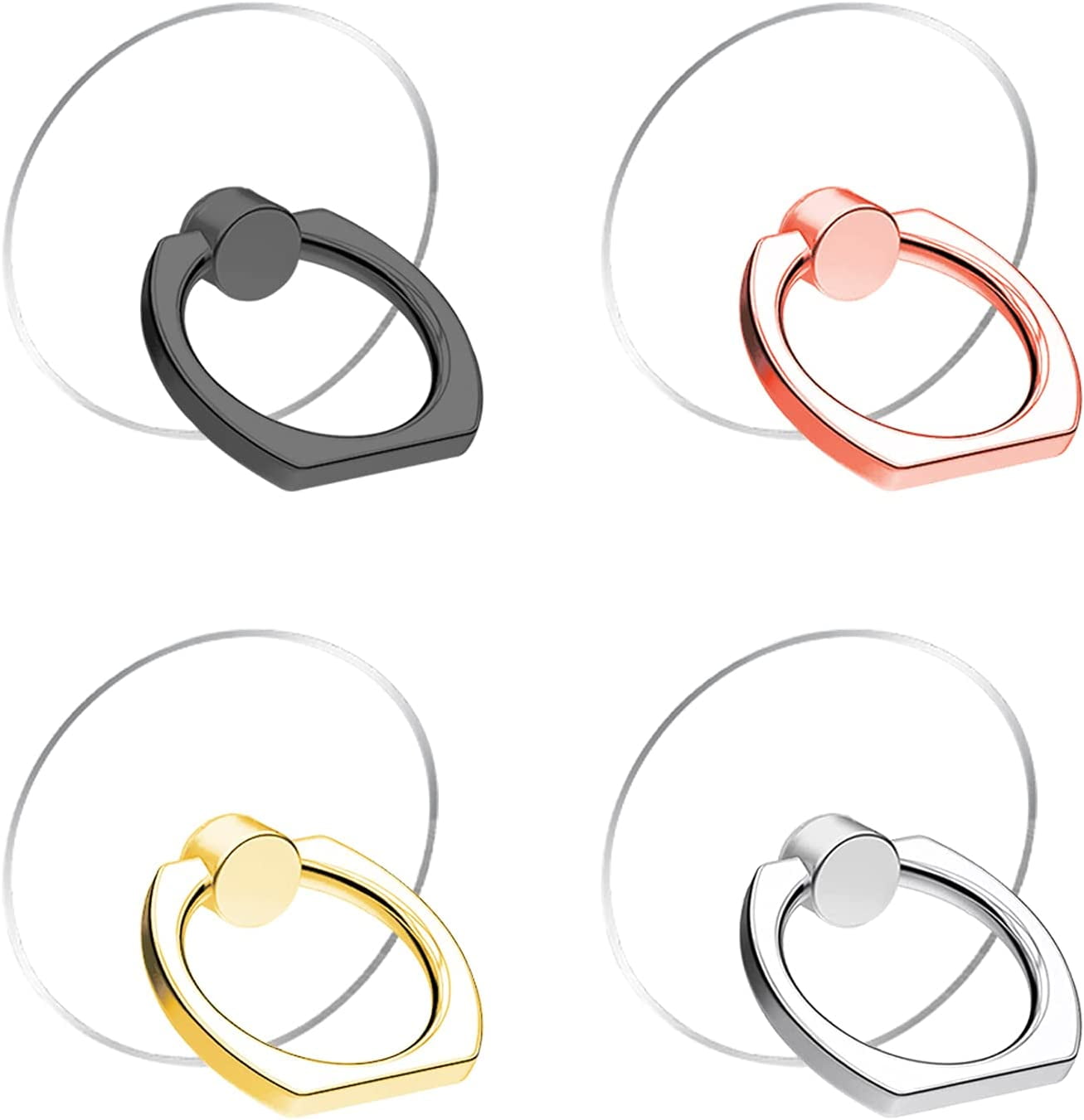 Pack of 4 Transparent Clear Phone Holder Ring Grips, Finger Ring Stand ...