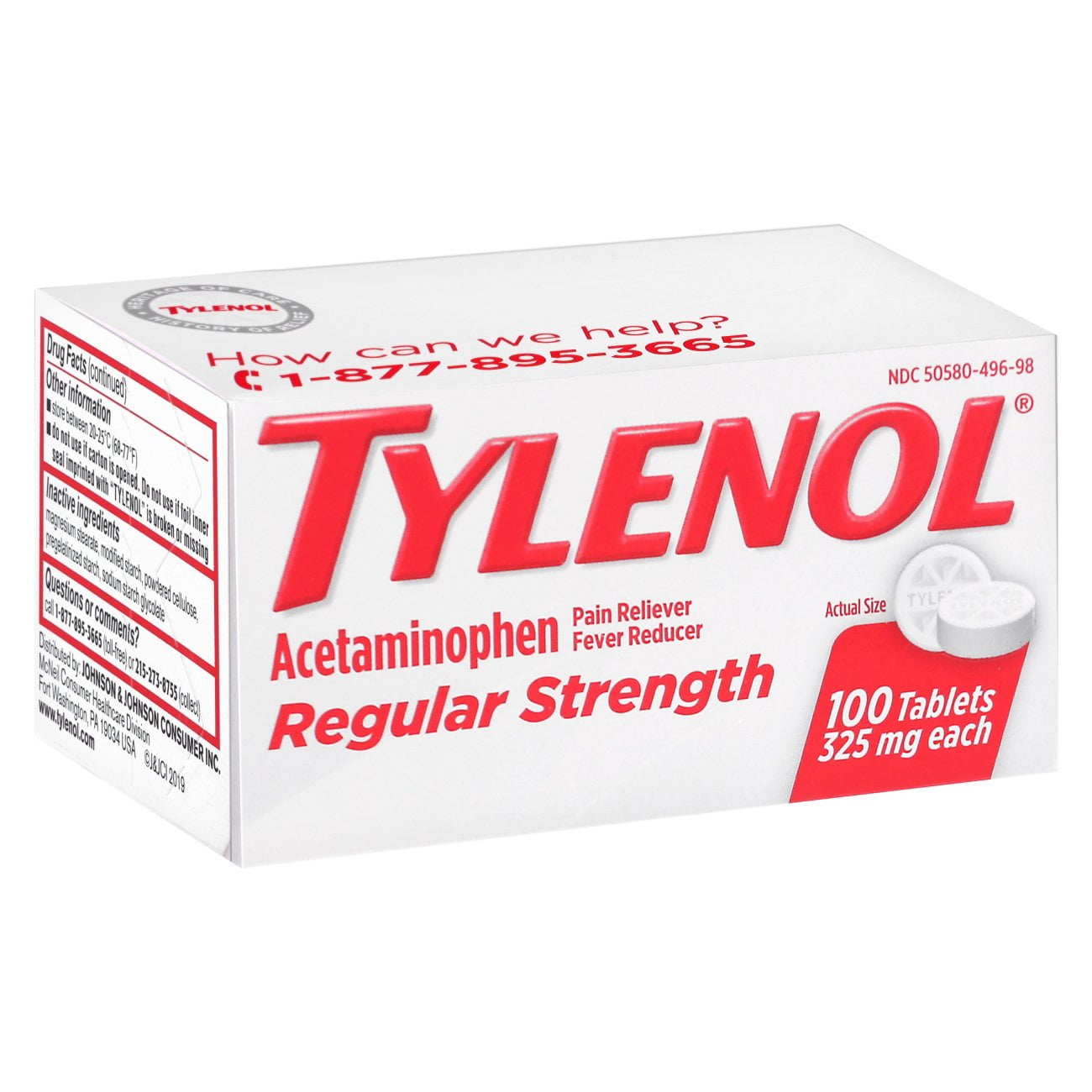 Pack of 4 Tylenol Regular Strength Tablets, 325 Mg - 100 ct - Package ...