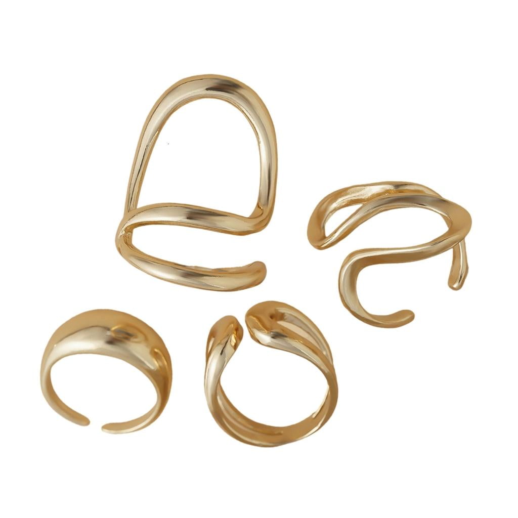 Pack of 4 Unique Finger Rings Adjustable Rings Geometric Opening Rings ...