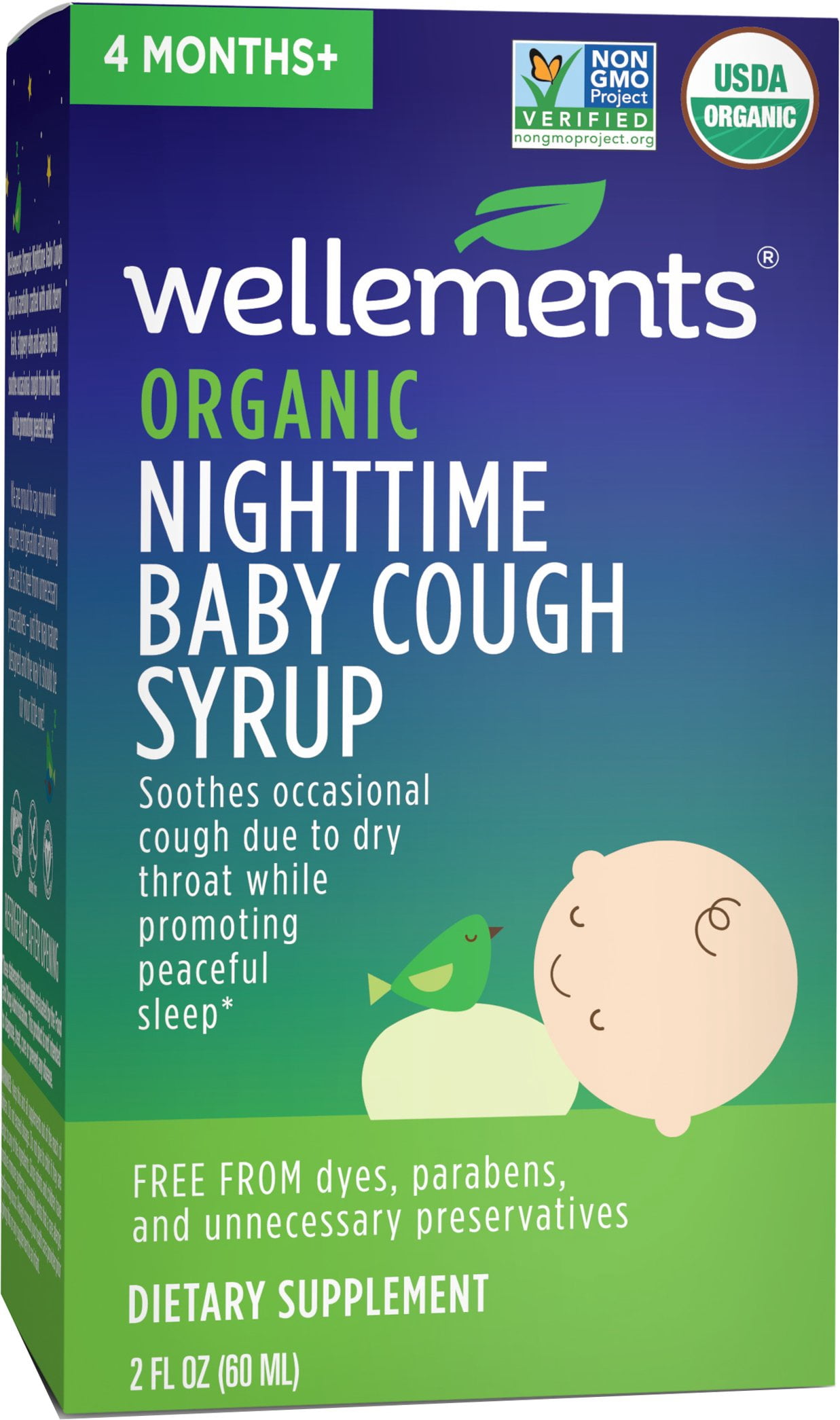 Pack of 4 Wellements Organic Nighttime Baby Cough & Mucus - 2 oz ...
