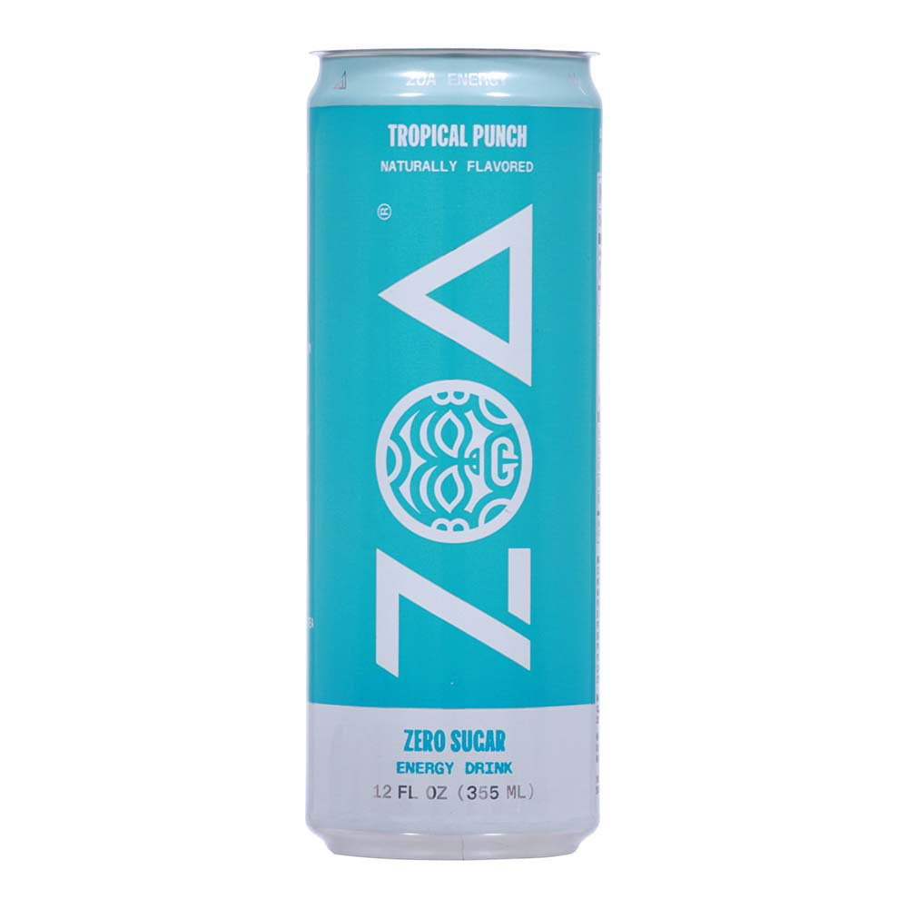 Pack of 4 ZOA Zero Sugar Energy Drink - Tropical Punch - 12 oz ...