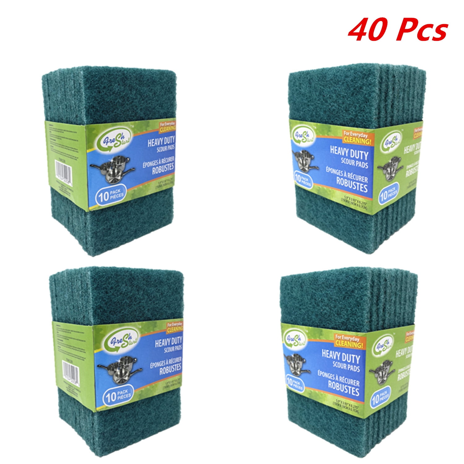 Pack of 40 Heavy Duty Scouring Pads for Home & Kitchen Scour Scrub ...