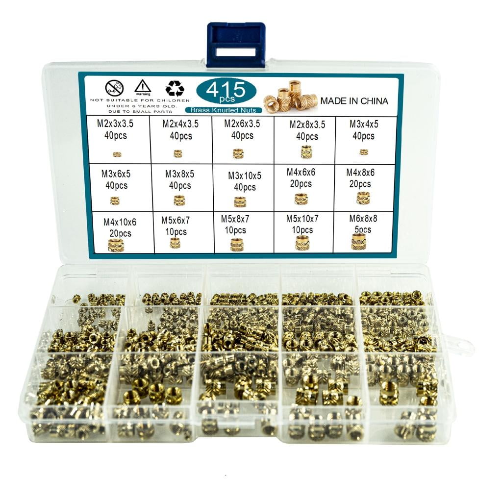 Pack of 415 Brass Easy to Use Threaded Insert Assortment Multifunction ...