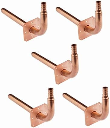 (Pack of 5) 1/2" Barb Crimp Pex Copper Stub Out Elbow with Wall Flange ...