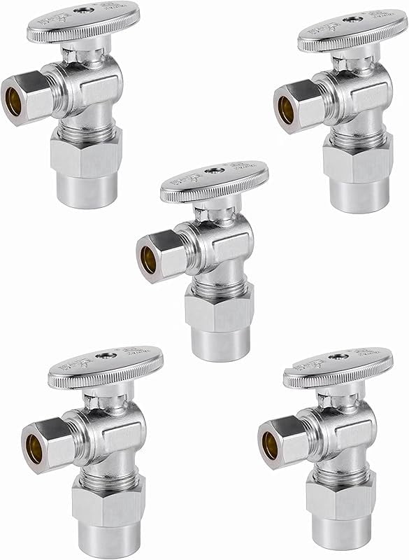 (Pack of 5) 1/4 Turn Angle Stop Valve 3/8" OD Compression X 1/2" CPVC ...