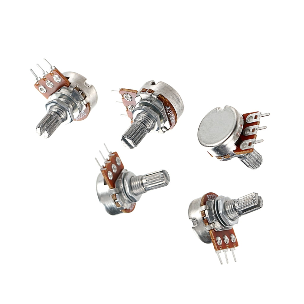 Pack of 5 220K Ohm Potentiometer Split Shaft Design Metal Texture for ...