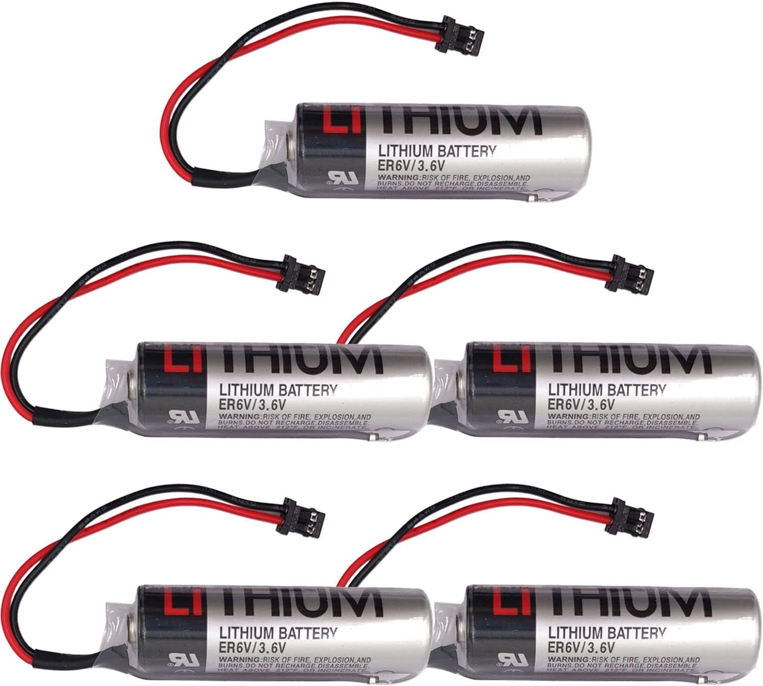 (Pack of 5) 3.6V ER6V/3.6V Battery Compatible with Toshiba ER6VC119A ...
