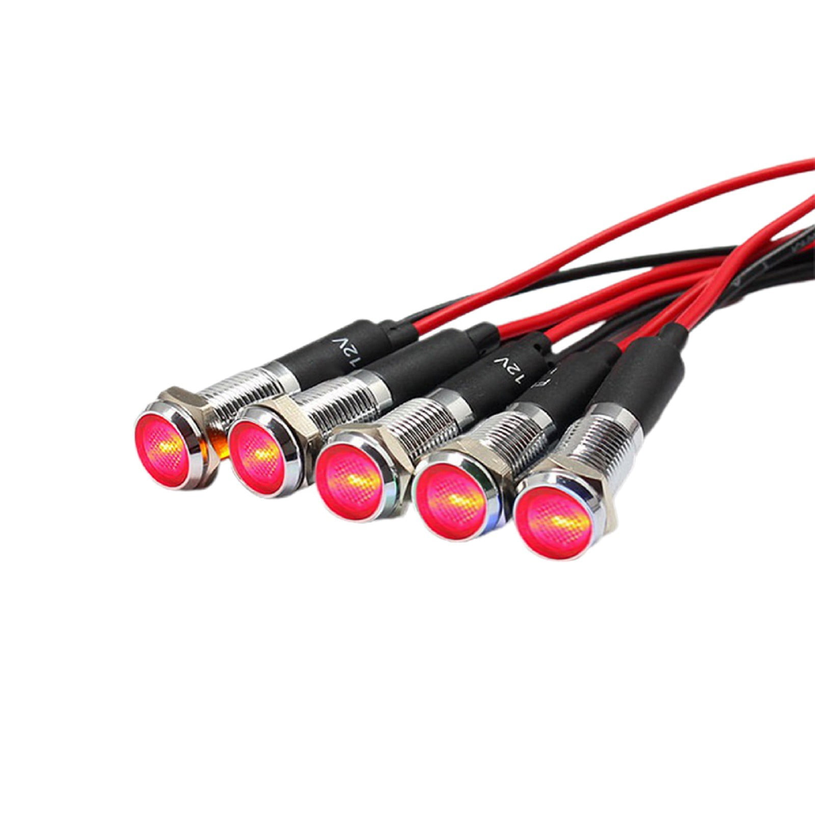 Pack of 5 8mm Metal Indicator Light Small Equipment LED 12V Sound ...