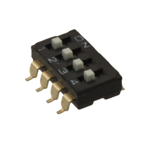 Pack of 5 A6S-4104-H Dip Switch SPST 4 Position Surface Mount Slide (Standard) Actuator 25mA ...