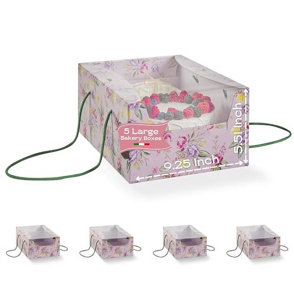 Pack of 5 Cake Boxes with Window & Handles - Ideal for Bakery, Pastry ...