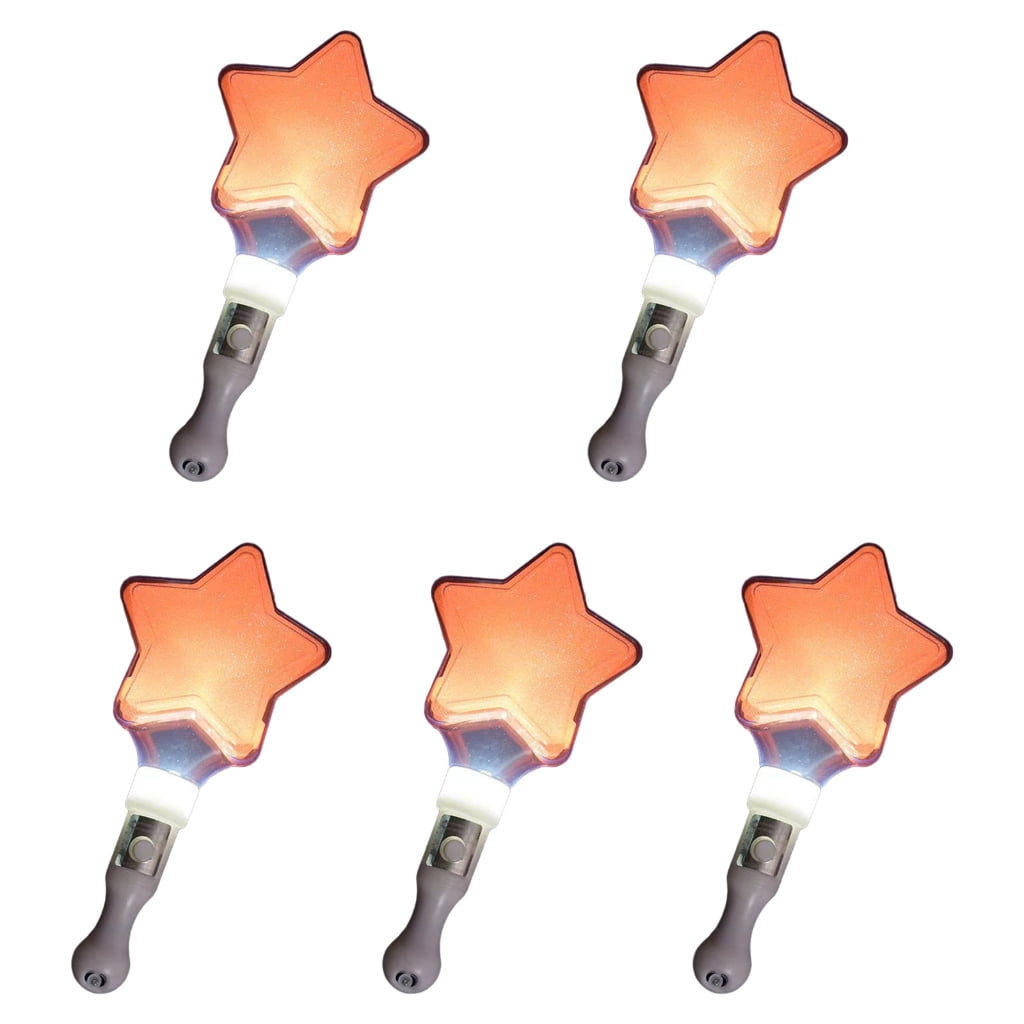 Pack of 5 Colorful LED Glow Sticks Flashing Sticks Heart Star Shaped ...