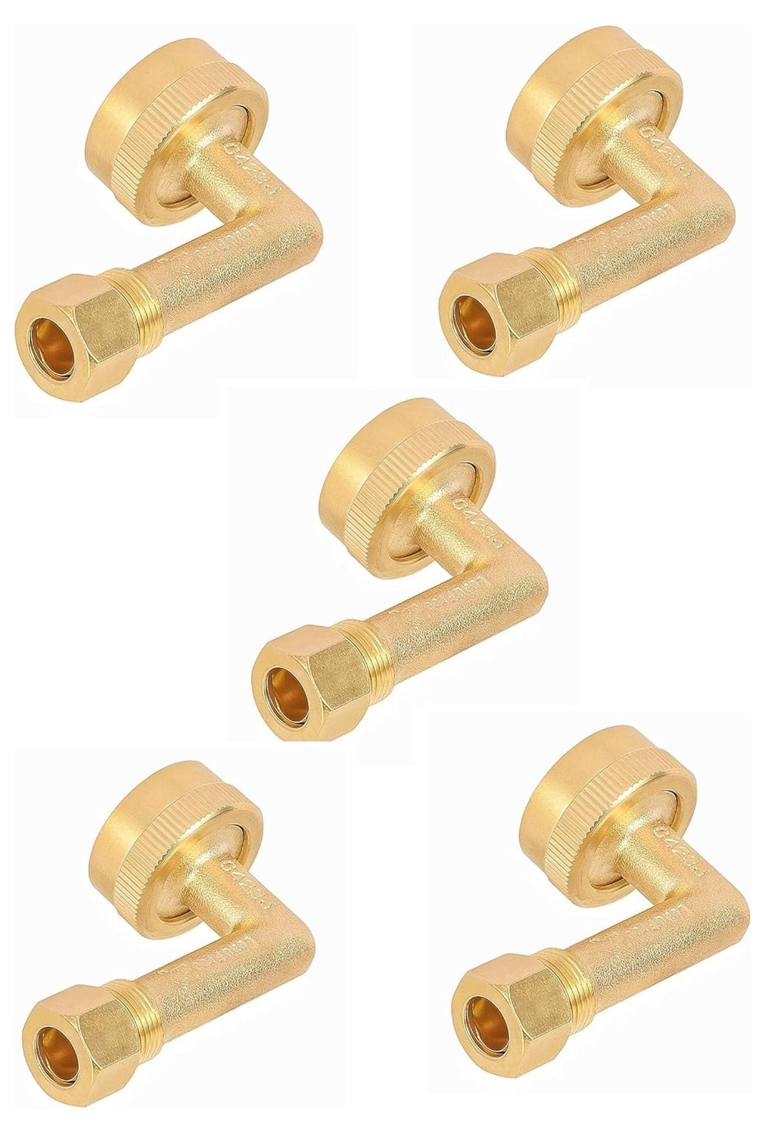 (Pack of 5) Dishwasher Swivel Elbow Brass Fitting, 3/8" OD Compression ...
