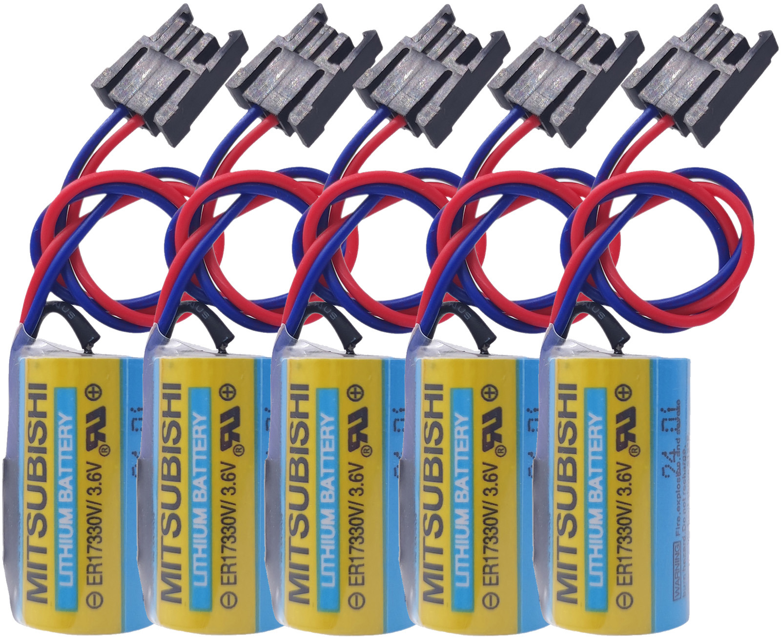 (Pack of 5) ER17330V/3.6V A6BAT MR-BAT ER17330 PLC Battery with Plug ...