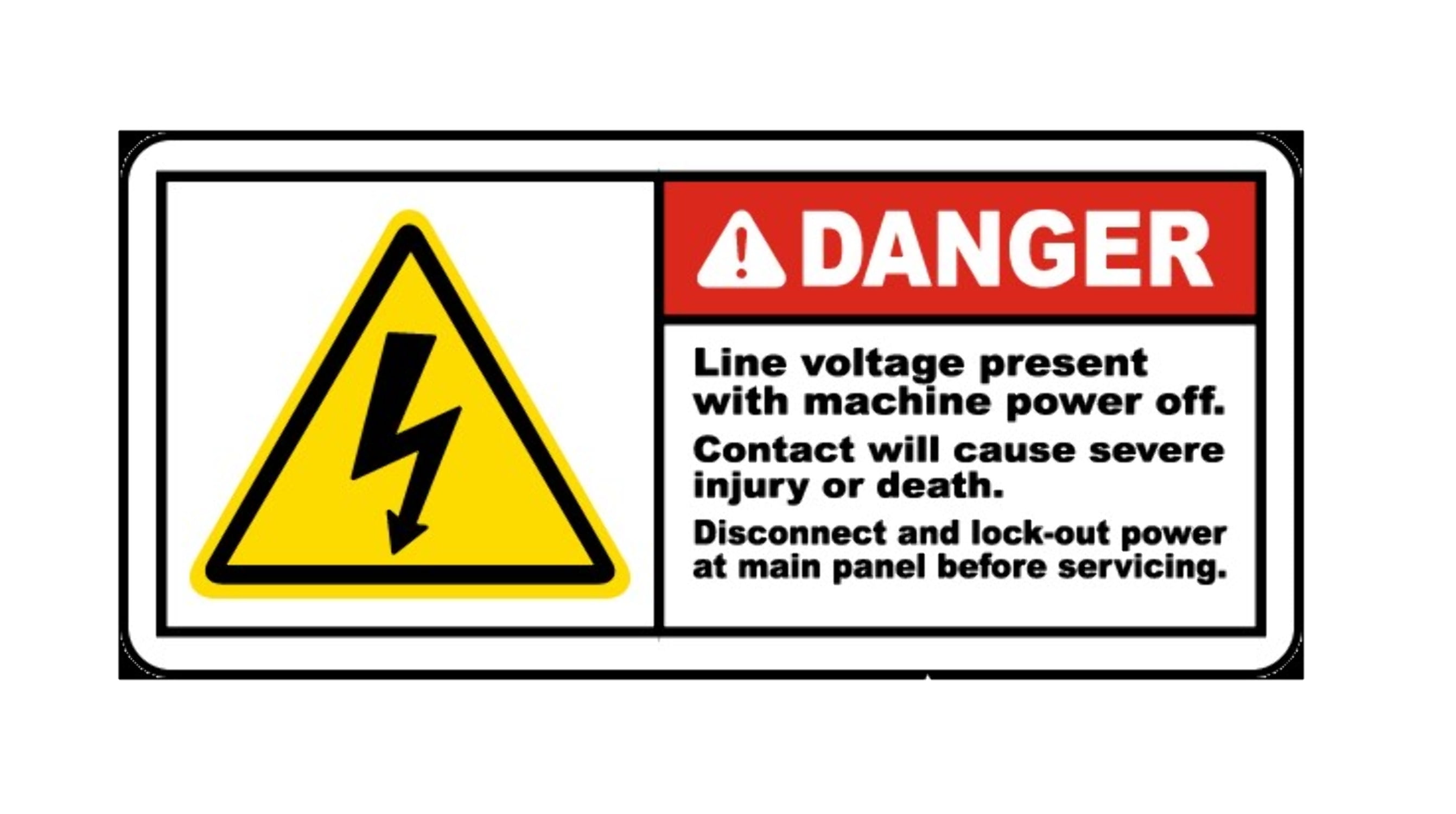 Pack of 5 J5304-AF Label, Danger, Line Voltage Present Disconnect Label ...
