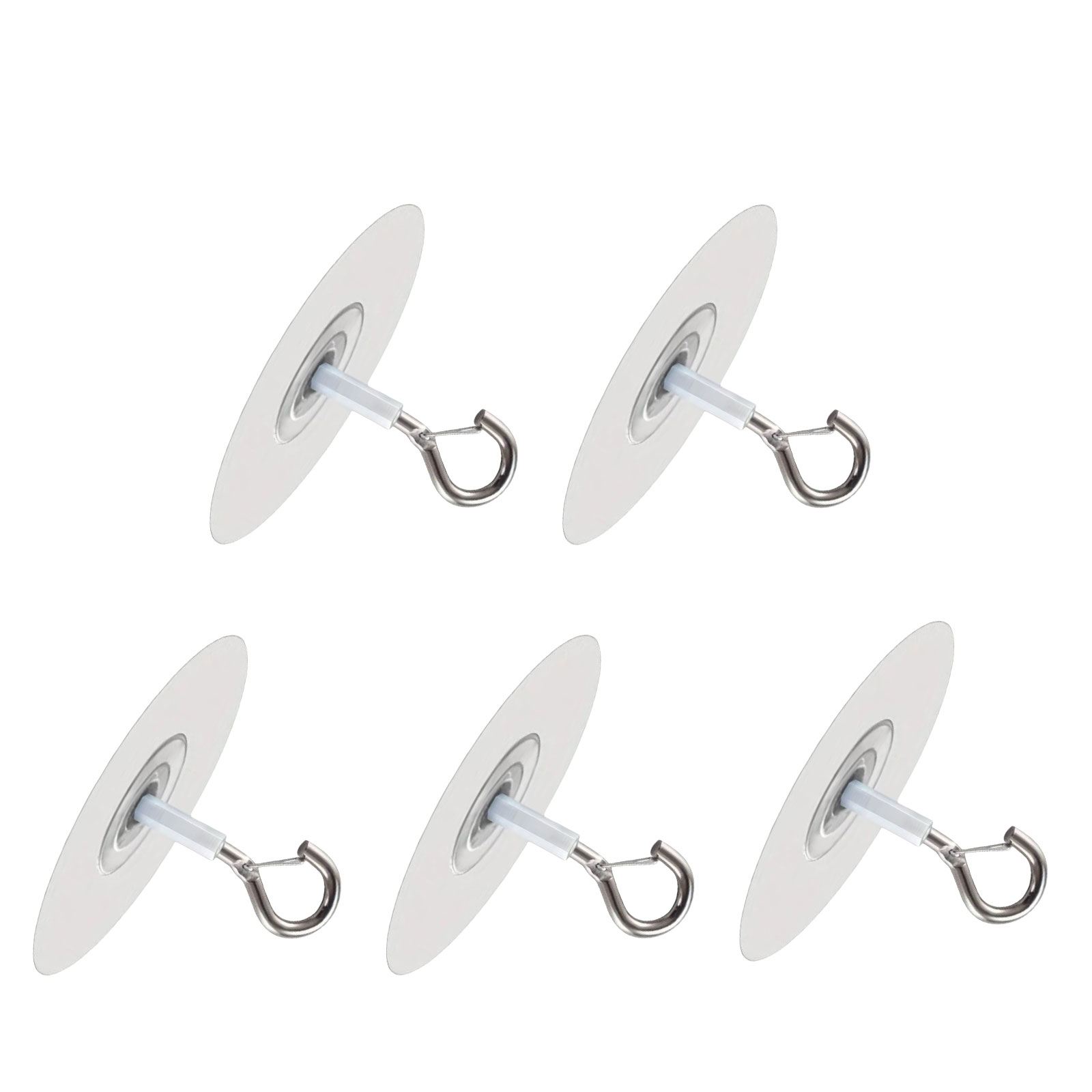 Pack of 5 Removable Adhesive Hooks for Wall Cabinets Ceiling Without ...
