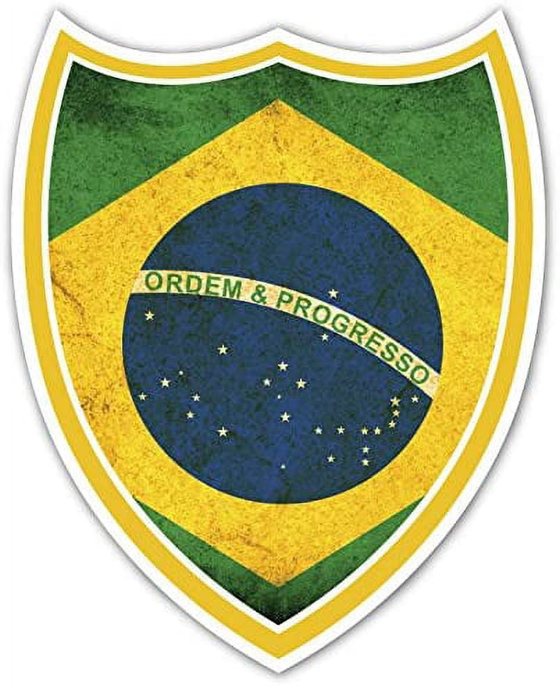 (Pack of 5 Stickers) Brazil Brasilia Flag Shield Vinyl Decal Bumper ...