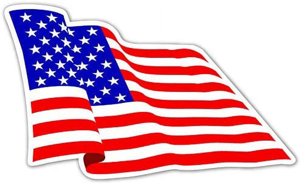 (Pack of 5 Stickers) Waving US American Flag Vinyl Decal Bumper Sticker ...