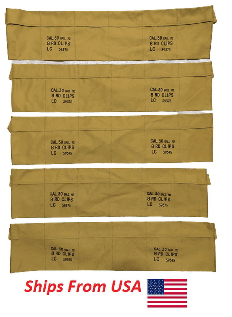(Pack of 5) US Army Cotton Cloth Bandolier for M1 Garand Cotton Cloth ...