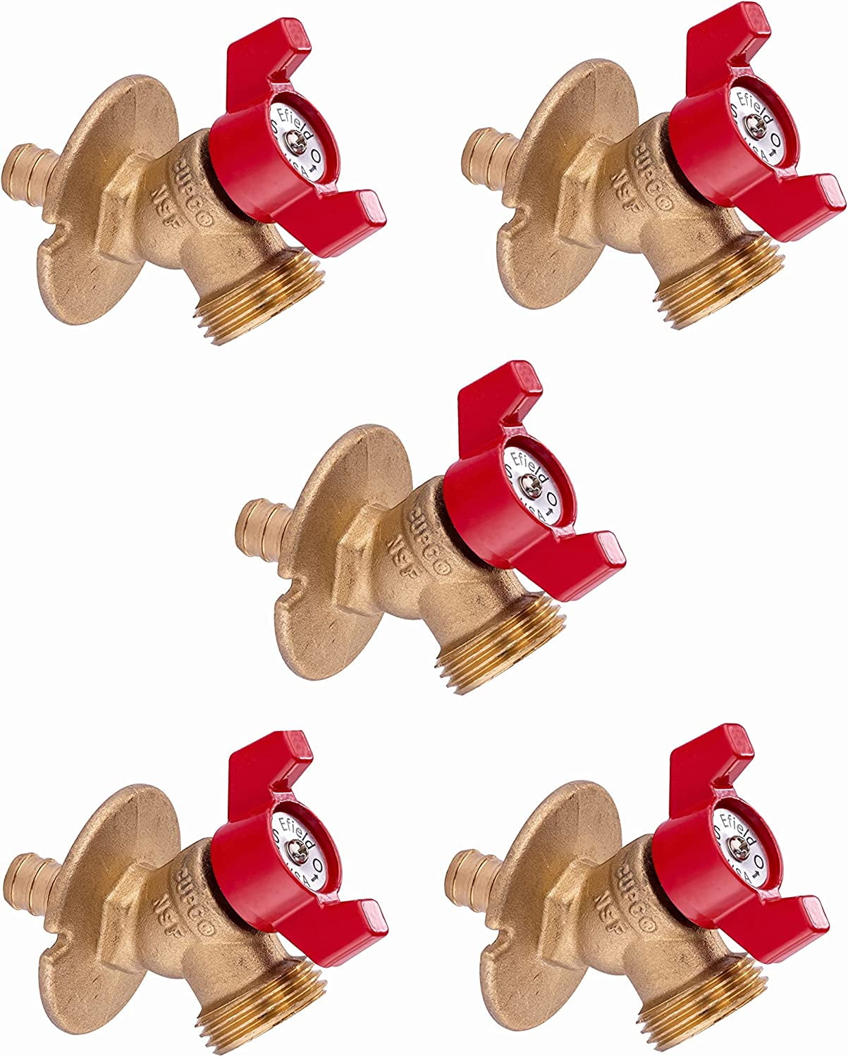 (Pack of 5) Valve 1/4-Turn Sillcock Hose Bibb with Flange 1/2 in. Pex Crimp Inlet x 3/4 in. MHT ...