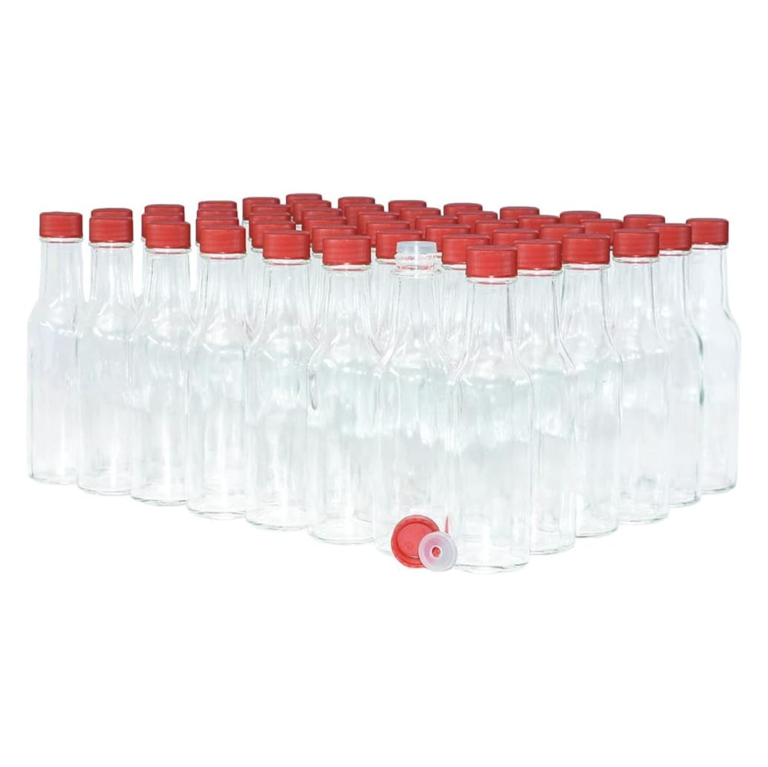 (Pack of ) 5 oz. Clear Glass Bottle (Woozy) with Red Unlined and ...
