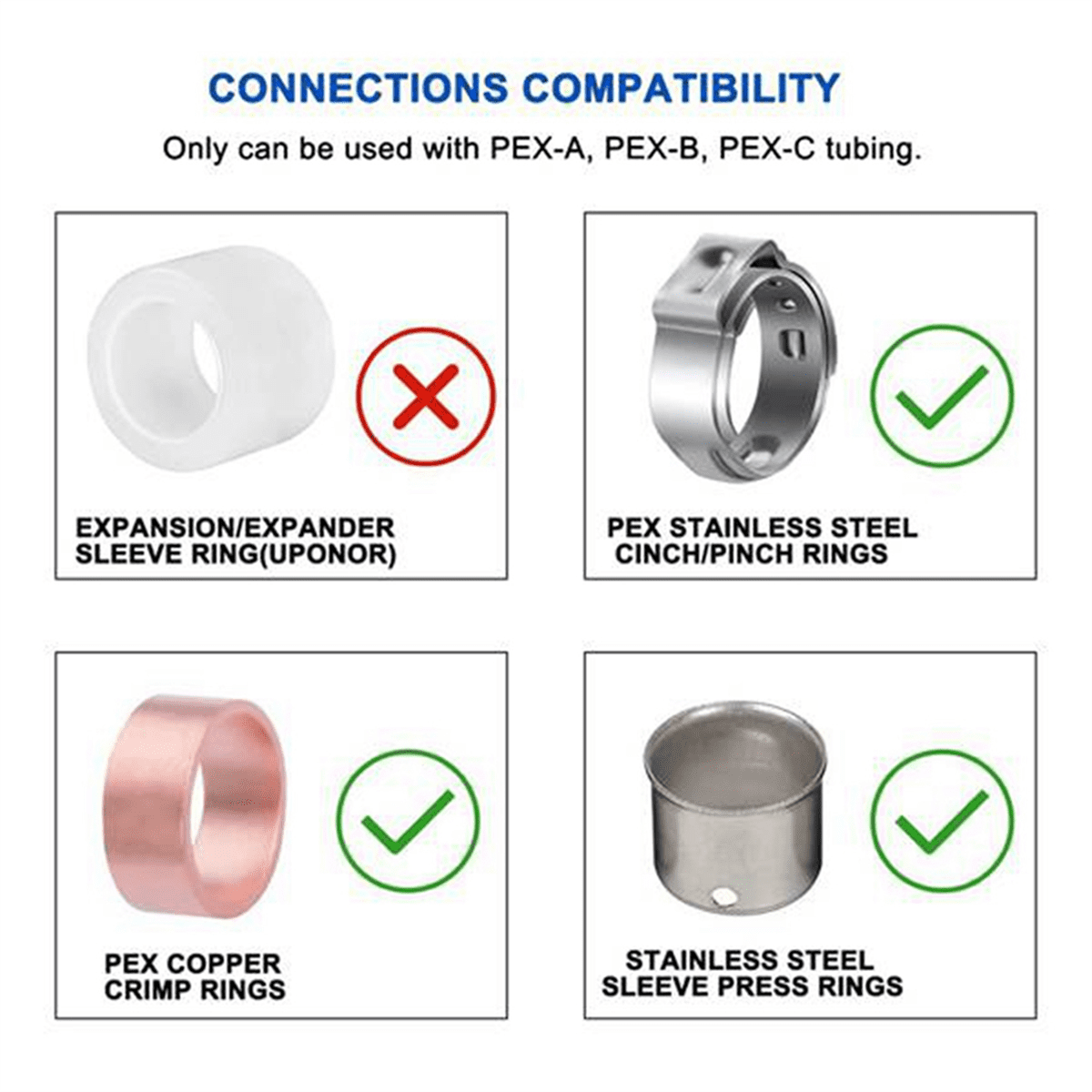 Pack of 50, 1/2 Inch 90 Degree Elbow, Barb Crimp Pex Fitting, Plastic ...