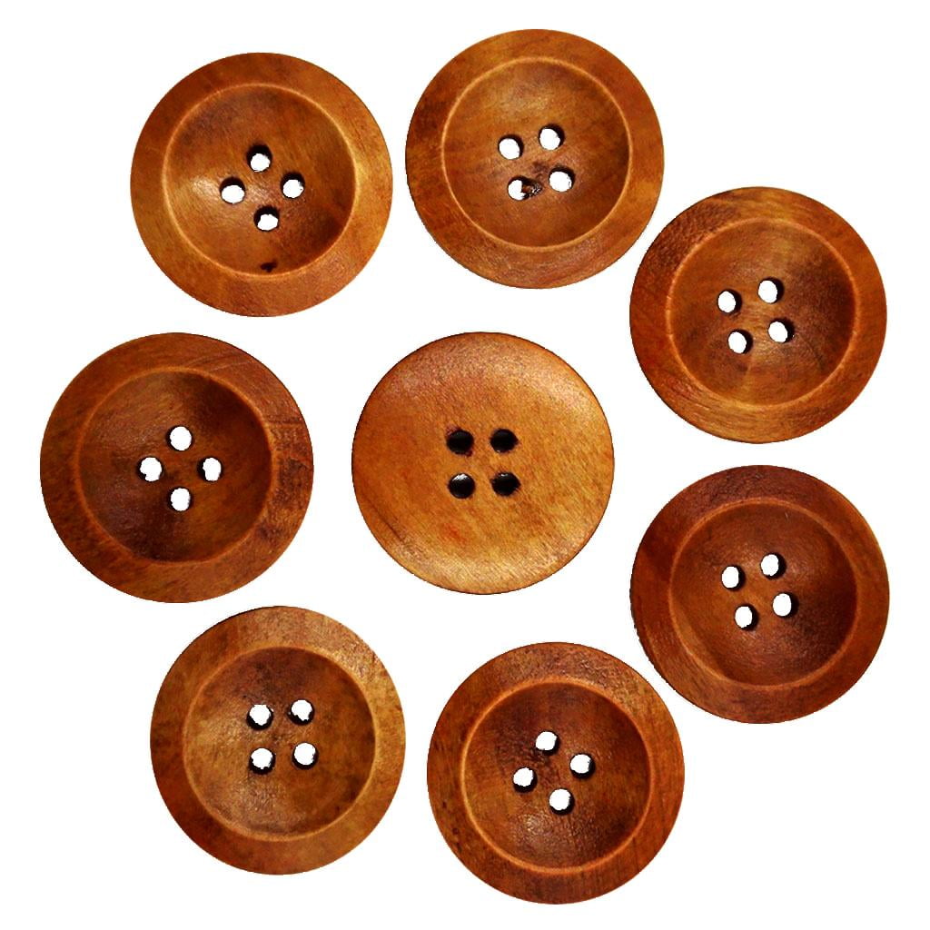 Pack of 50 4 Holes Round Wood Sewing Buttons 25mm Sewing Notions Tools ...