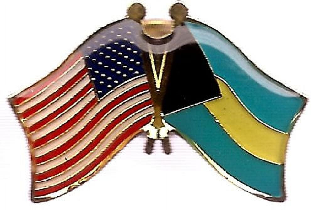 Pack of 50 Bahamas & US Crossed Double Flag Lapel Pins, Bahamian ...