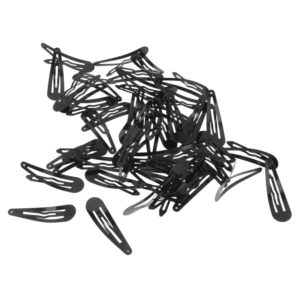 Pack of 50 Black Snap Hair Clips Barrettes Pins Hair Bow DIY Craft ...