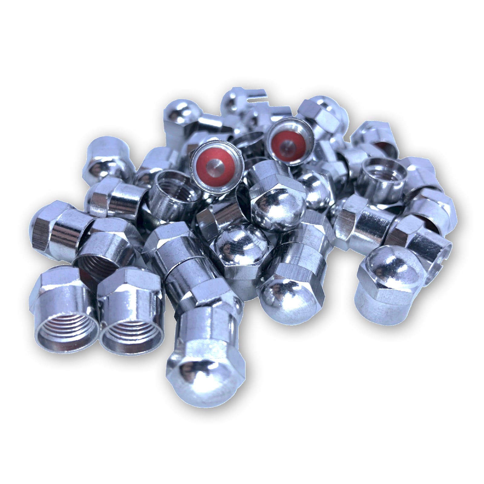 Pack of 50 Chrome Hex Dome Metal Valve caps for Cars, Bicycles and ...