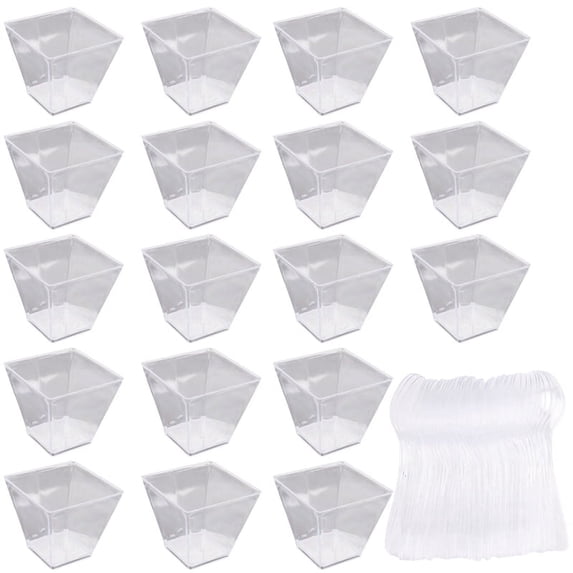 Pack of 50 Dessert Cups with Spoons, 60Ml Dessert Bowls Set, DIY ...