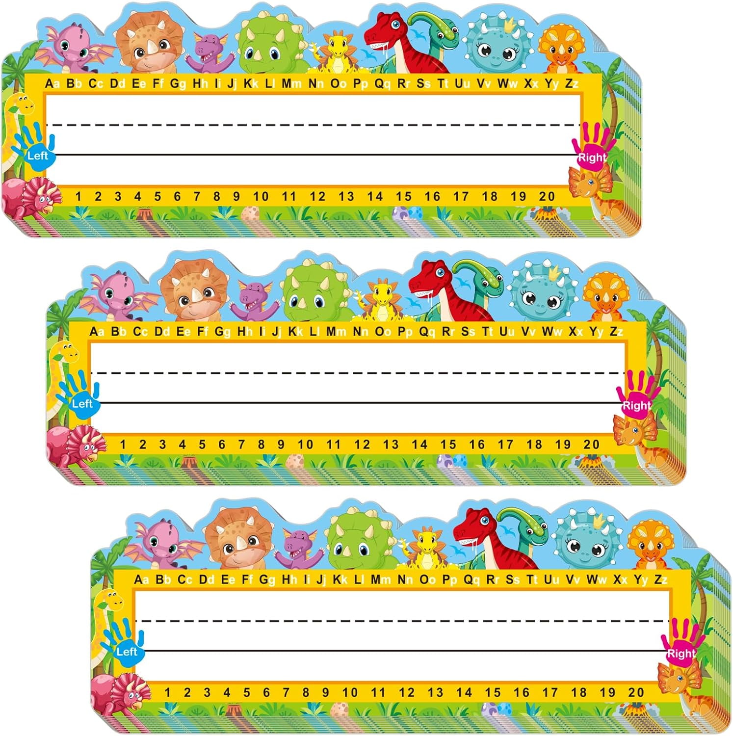 Pack of 50 Dinosaur Nameplates for Student Desks Classroom Name Tags 3. ...