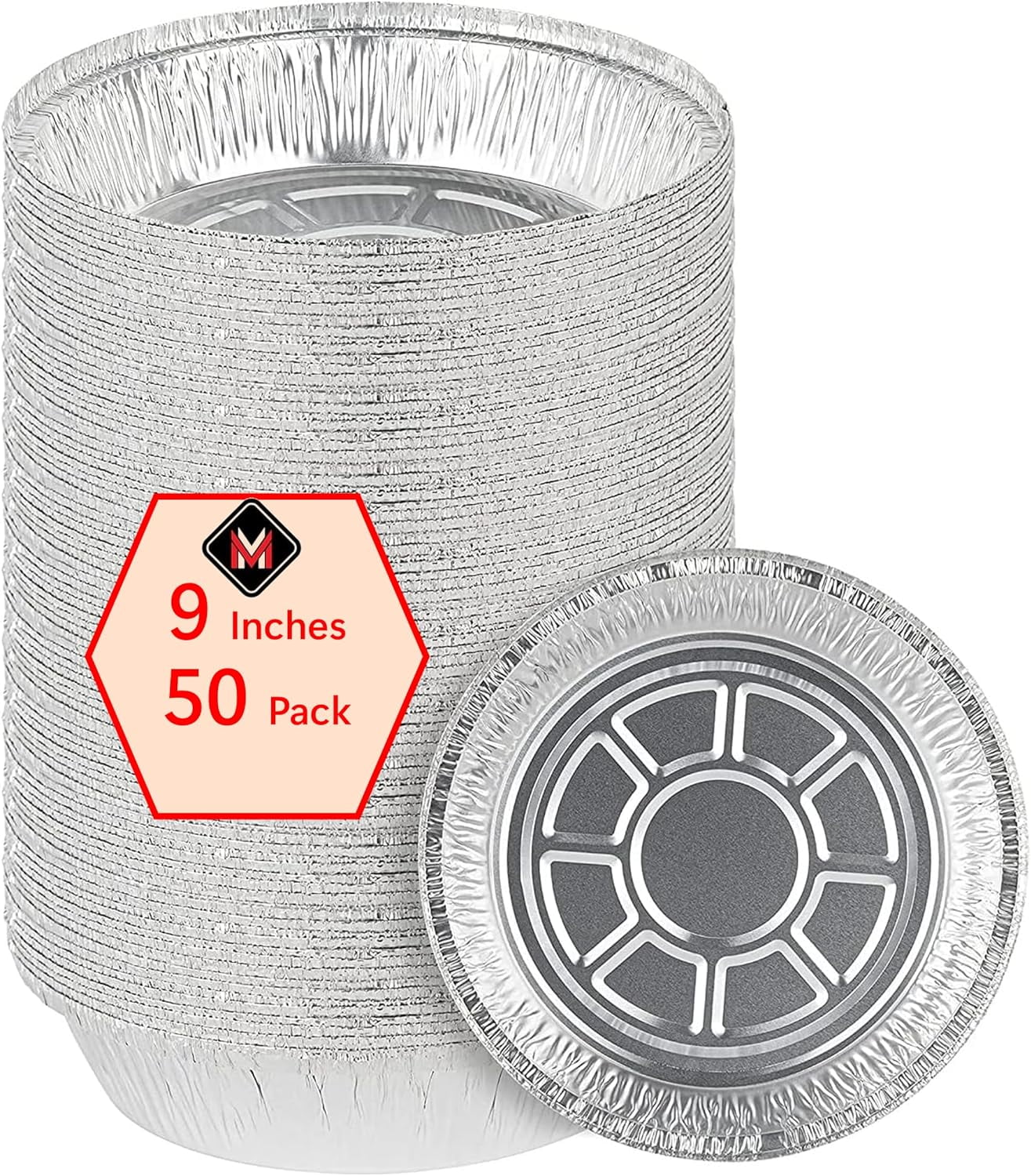 Pack of 50 Disposable Aluminum Foil Pans –9 Inch Circular Aluminum Pans ...