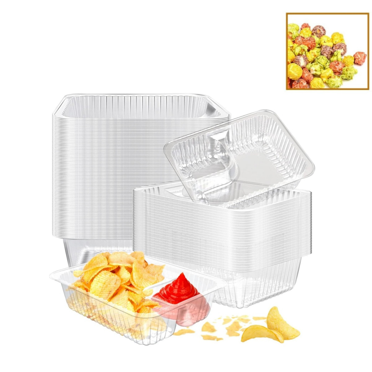 Pack of 50 Durable Plastic Nacho Trays,Yahome Clear Food Containers for ...